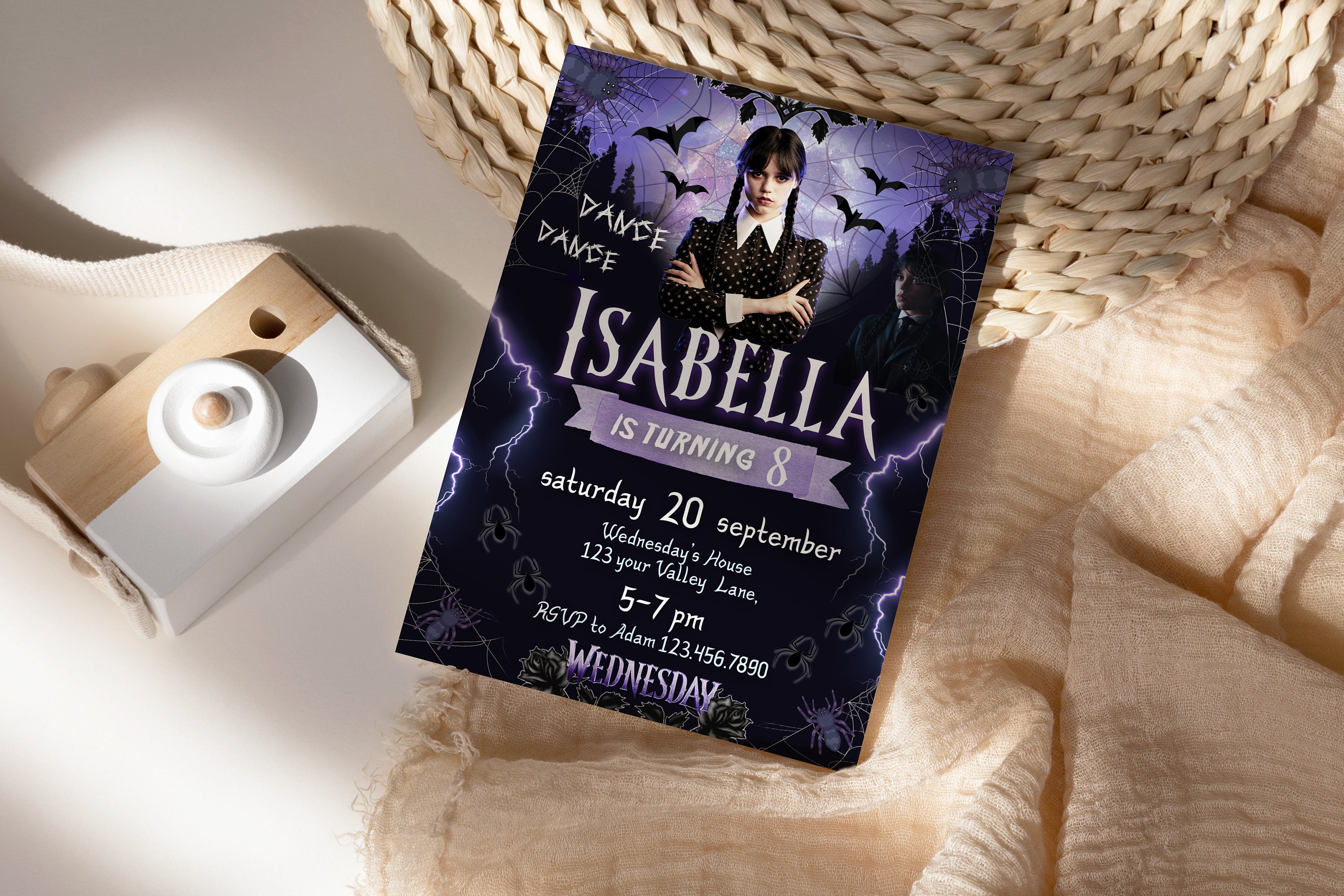 Editable Wednesday Birthday Invitation Template, Printable Wednesday ...