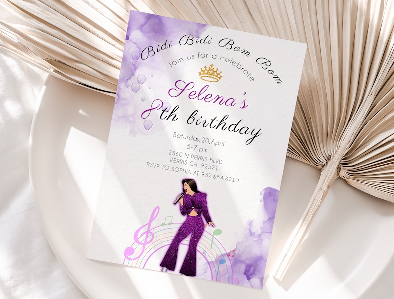 Editable Selena Birthday Invitation Template, Printable Birthday Party ...