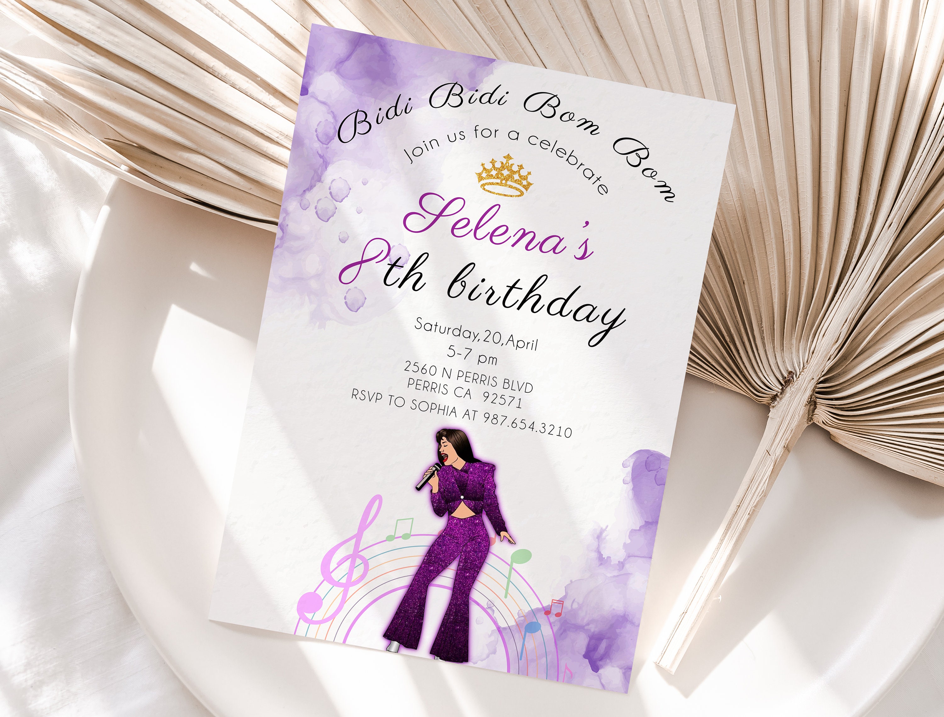 Editable Selena Birthday Invitation Template, Printable Birthday Party ...