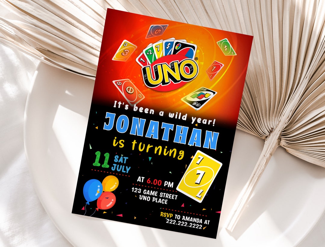 Editable Uno Birthday Invitation Template, Printable Birthday Party ...