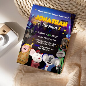 Sing 2 Birthday Invitation Template, Printable Bday Party Invite ...