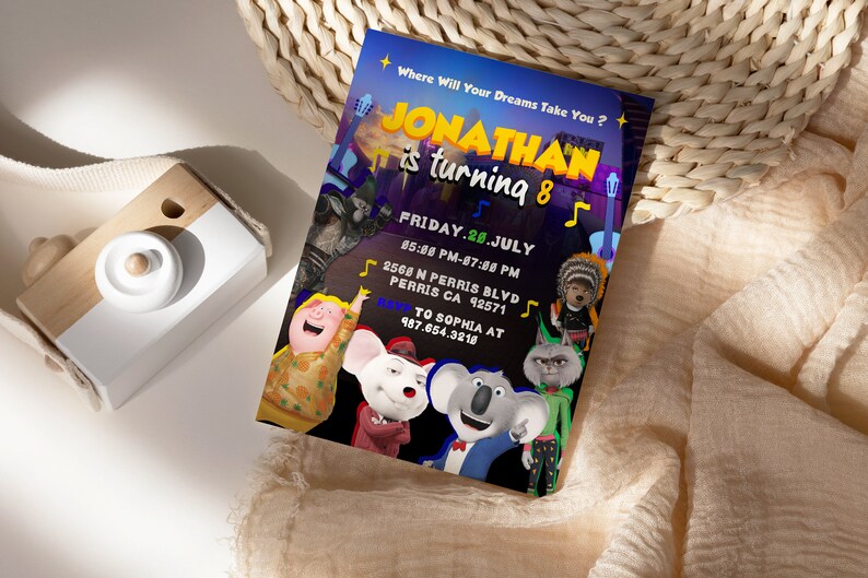 Sing 2 Birthday Invitation Template, Printable Bday Party Invite ...