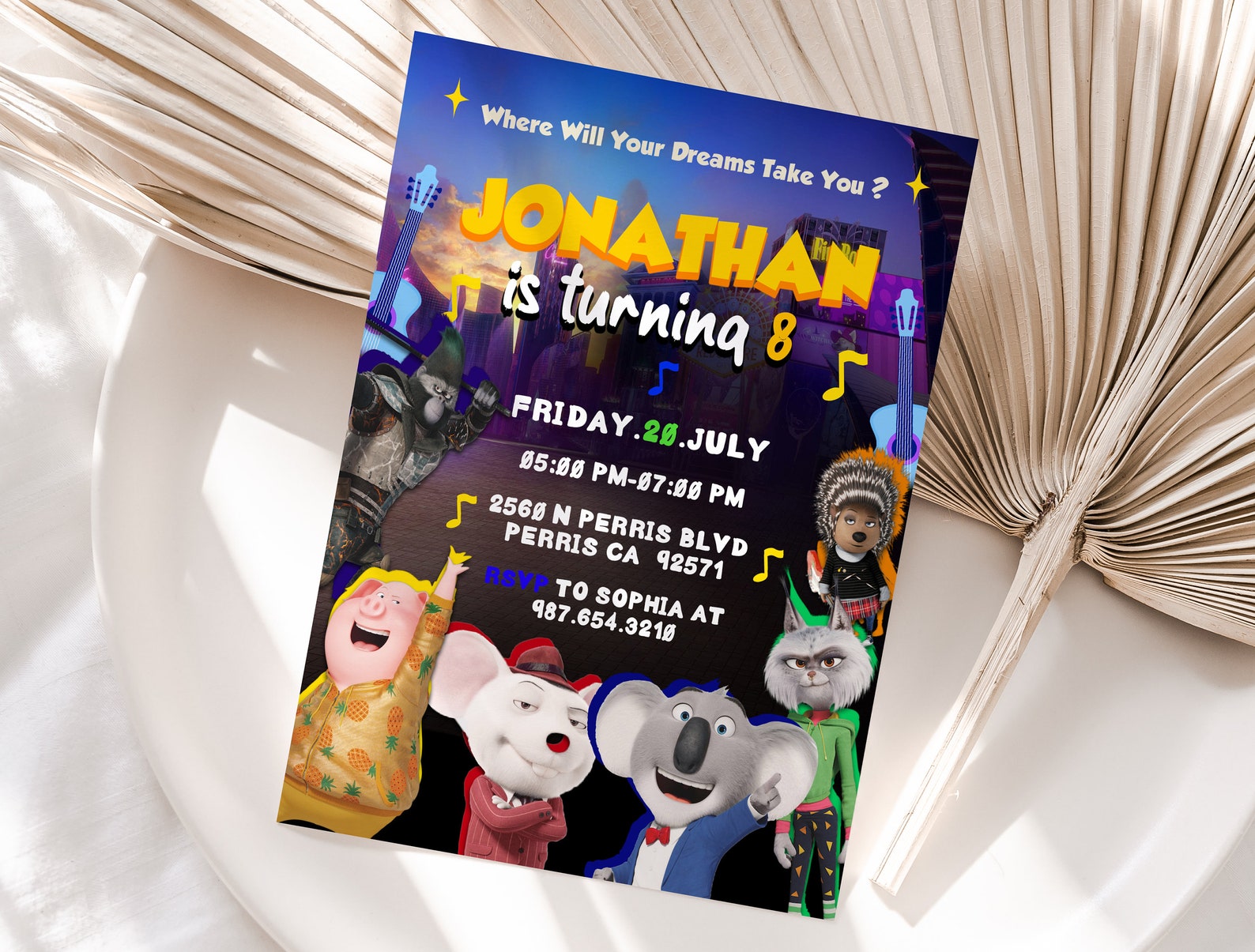 Sing 2 Birthday Invitation Template, Printable Bday Party Invite ...