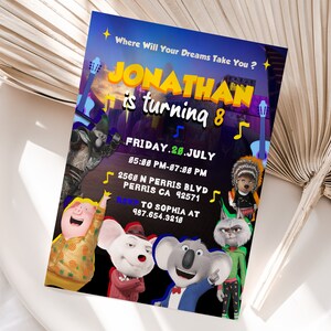 Sing 2 Birthday Invitation Template, Printable Bday Party Invite ...