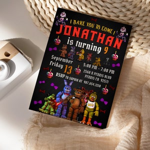 Editable Five Nights at Freddys Birthday Invitation Template, Printable ...
