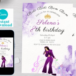 Editable Selena Birthday Invitation Template, Printable Birthday Party ...