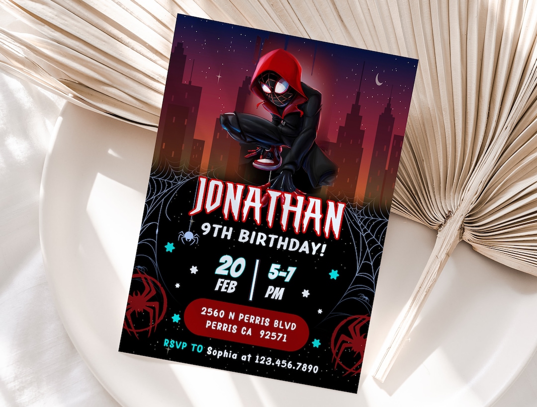 Editable Miles Morales Birthday Invitation Template, Printable Birthday ...