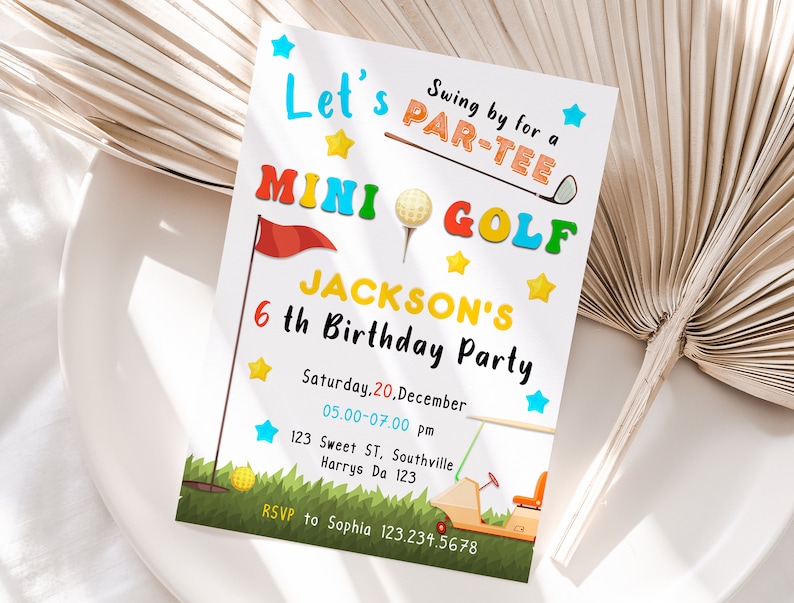 Editable Mini Golf Birthday Invitation Template, Printable Birthday ...