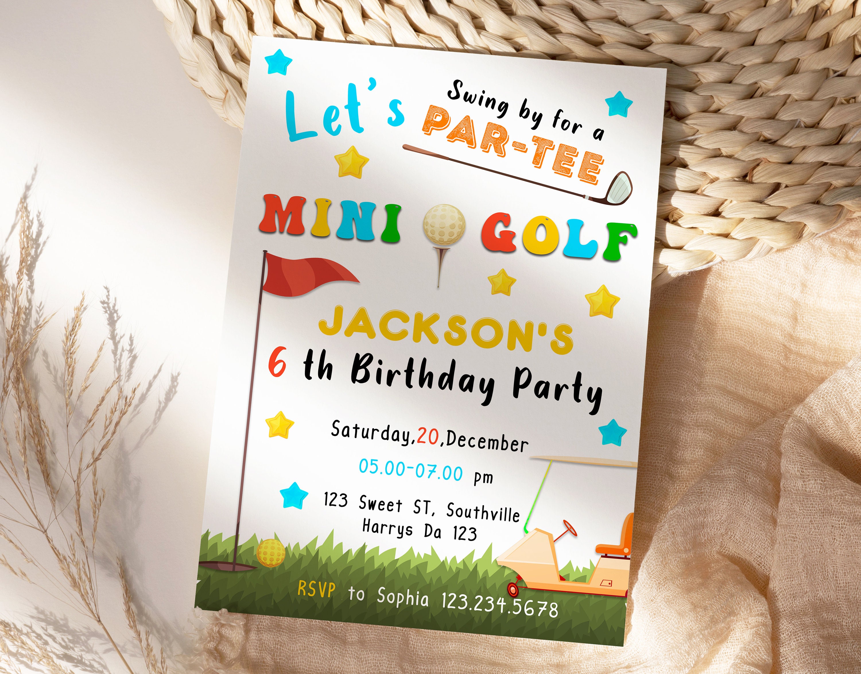 Editable Mini Golf Birthday Invitation Template, Printable Birthday ...