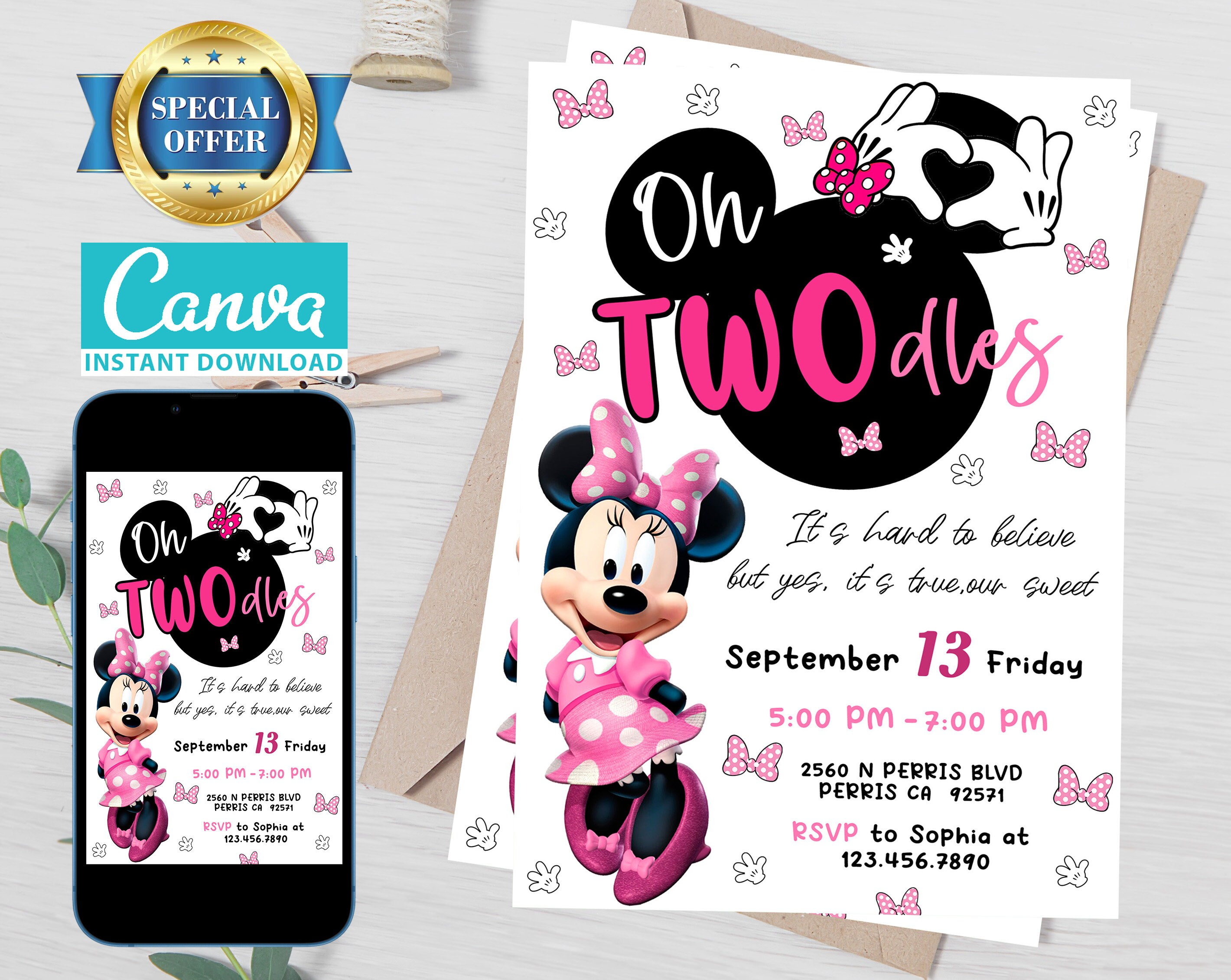 Kids Editable Mouse Birthday Invitation Template, Printable Birthday ...
