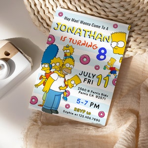 Editable Simpsons Birthday Invitation Template, Printable Birthday ...