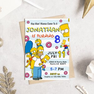 Editable Simpsons Birthday Invitation Template, Printable Birthday ...