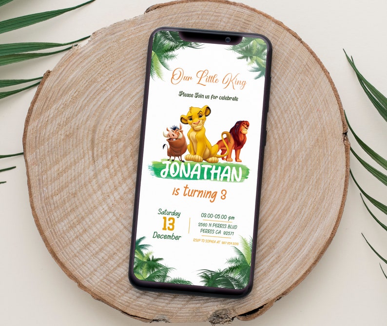 Editable Mobile Lion King Birthday Invitation Template, Birthday Party ...