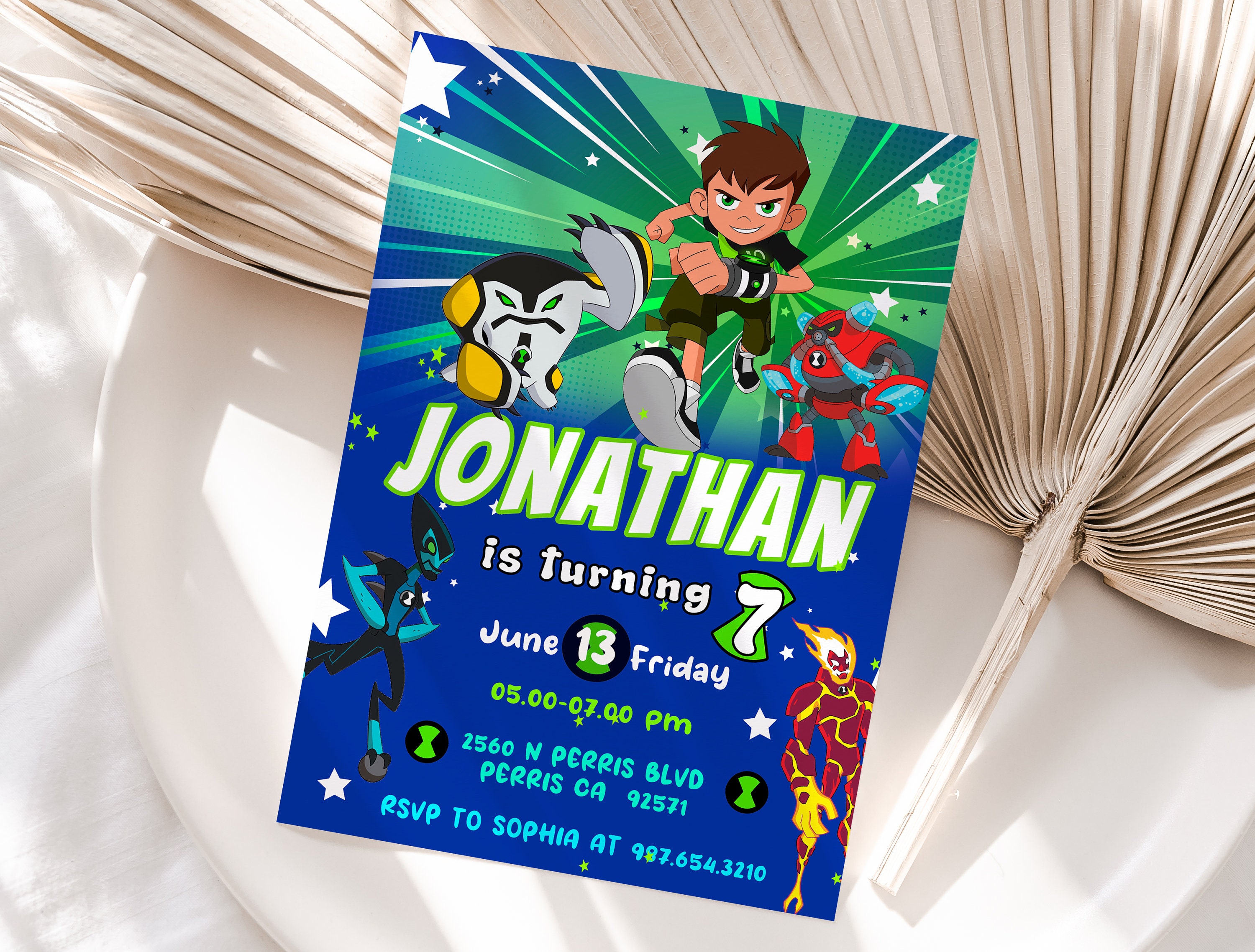 Editable Ben 10 Birthday Invitation Template, Printable Ben10 Birthday ...