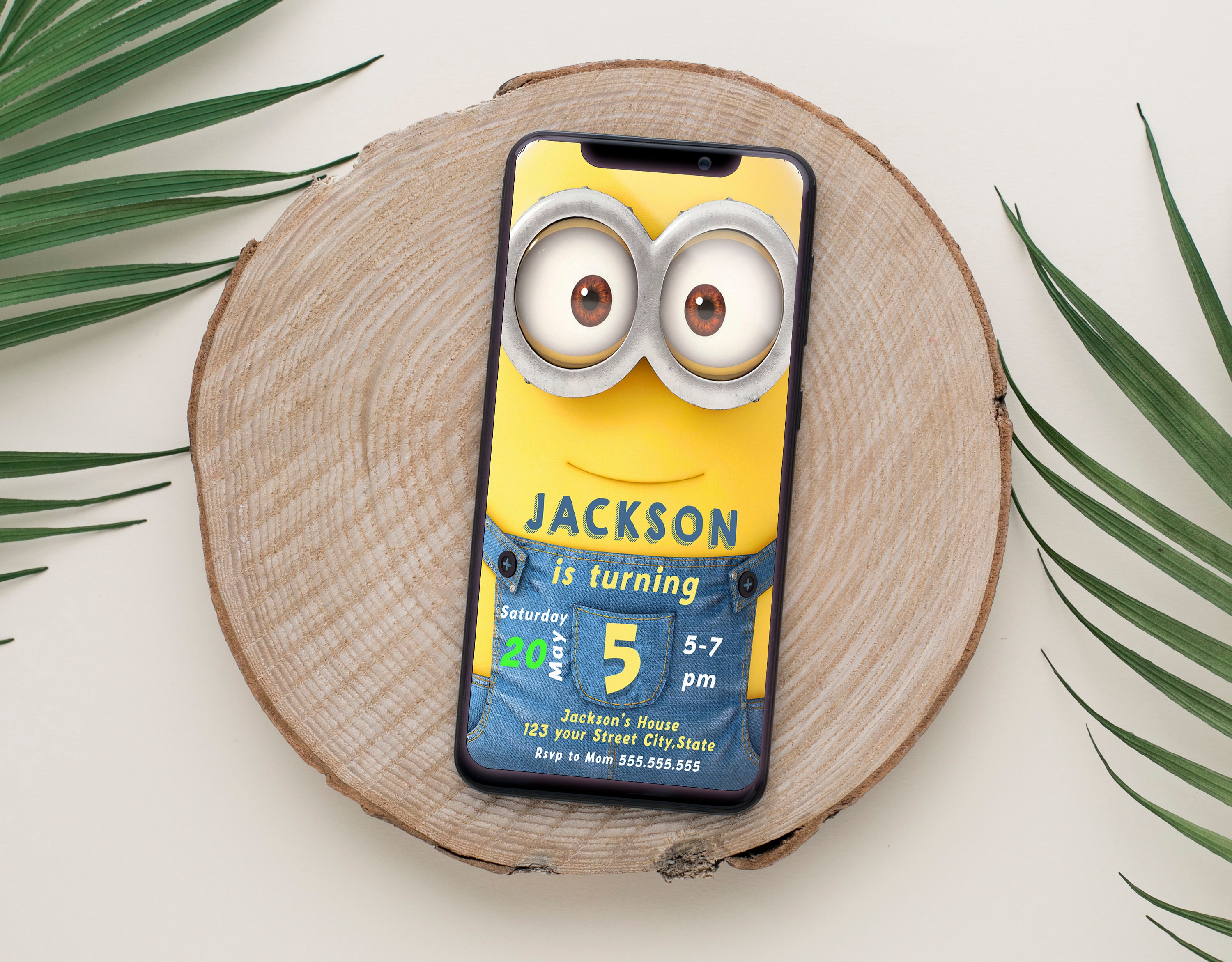 Editable Minion Mobile Birthday Invitation Template, Birthday Party ...