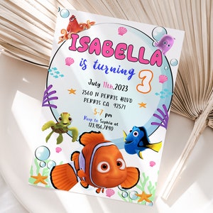 Editable Finding Nemo Birthday Invitation Template, Printable Birthday ...