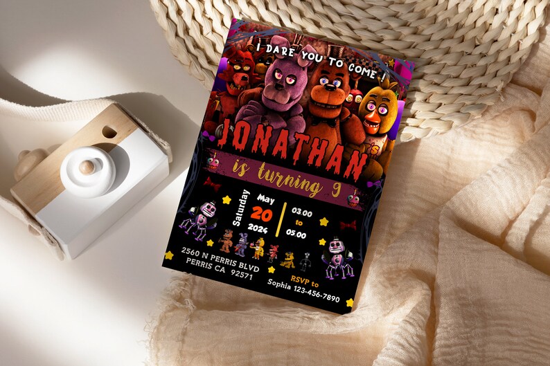 Editable Five Nights at Freddys Birthday Invitation Template, Printable ...