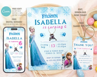 Editable Frozen Birthday Invitation Template, Printable Birthday Party ...