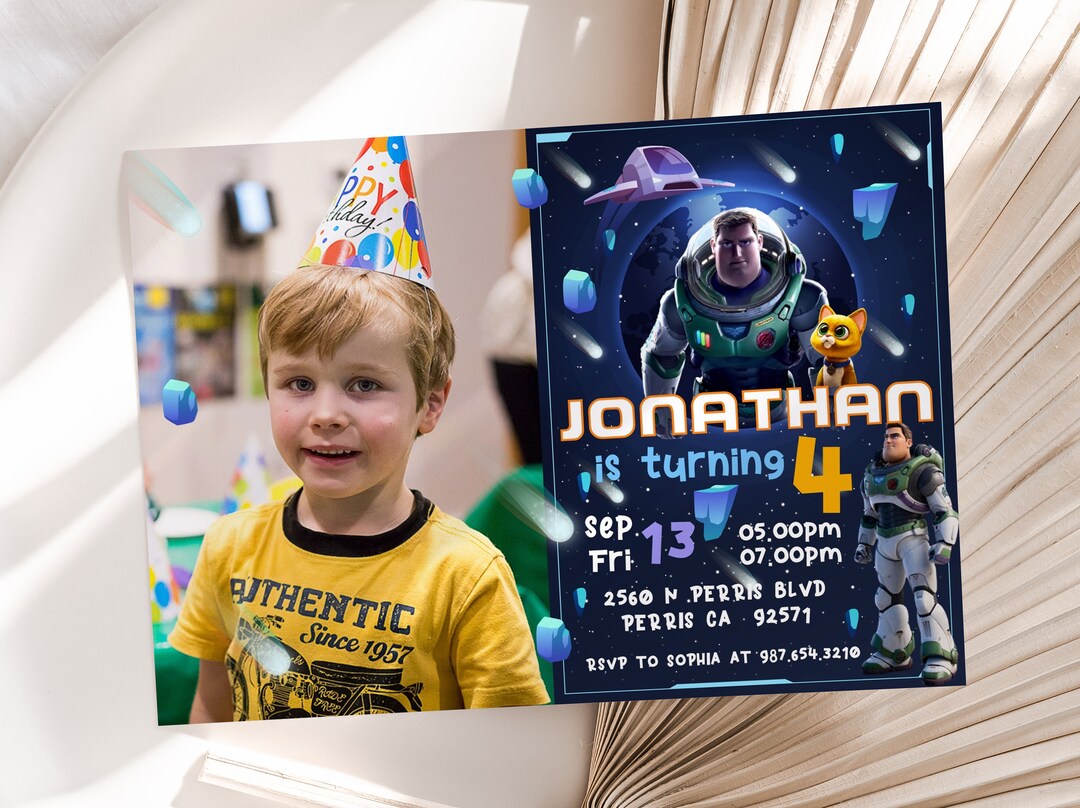 Editable Photo Buzz Lightyear Birthday Invitation Template, Printable ...