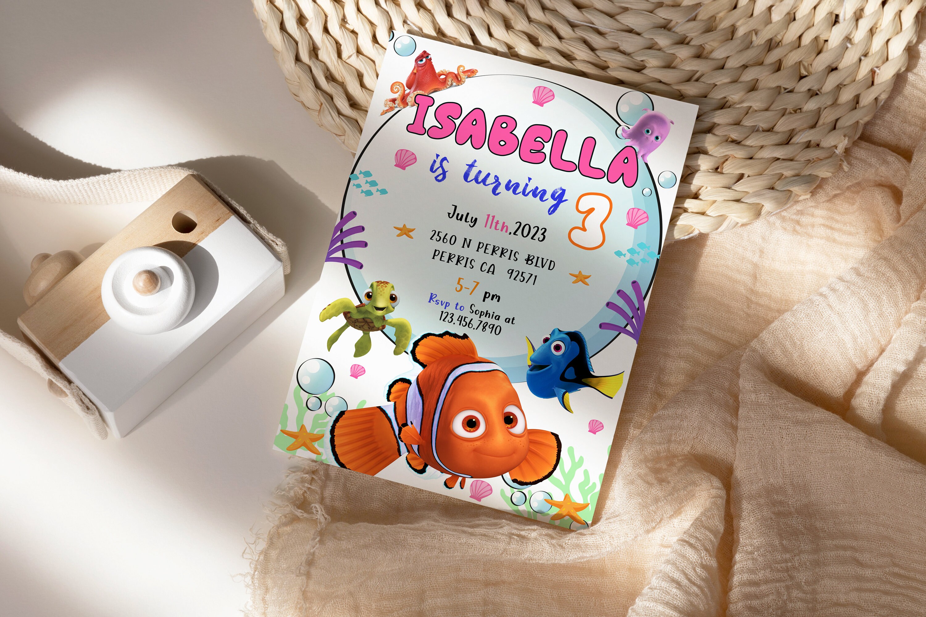 Editable Finding Nemo Birthday Invitation Template, Printable Birthday ...
