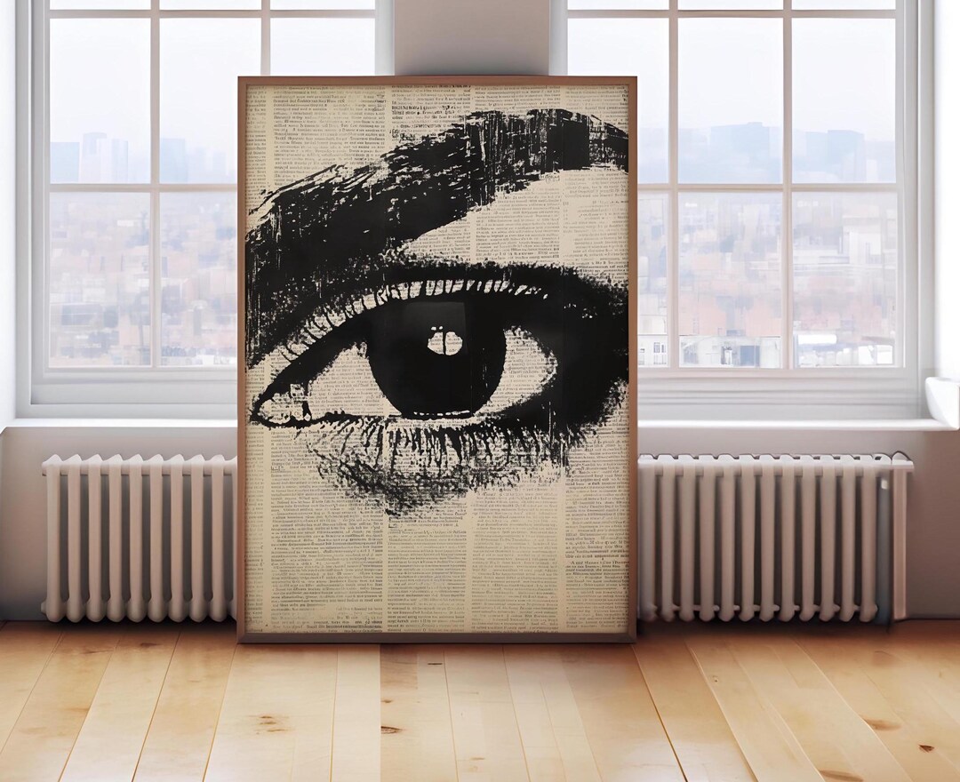 Retro Black and White Icon Eye Poster, Trendy Retro Print, Apartment ...