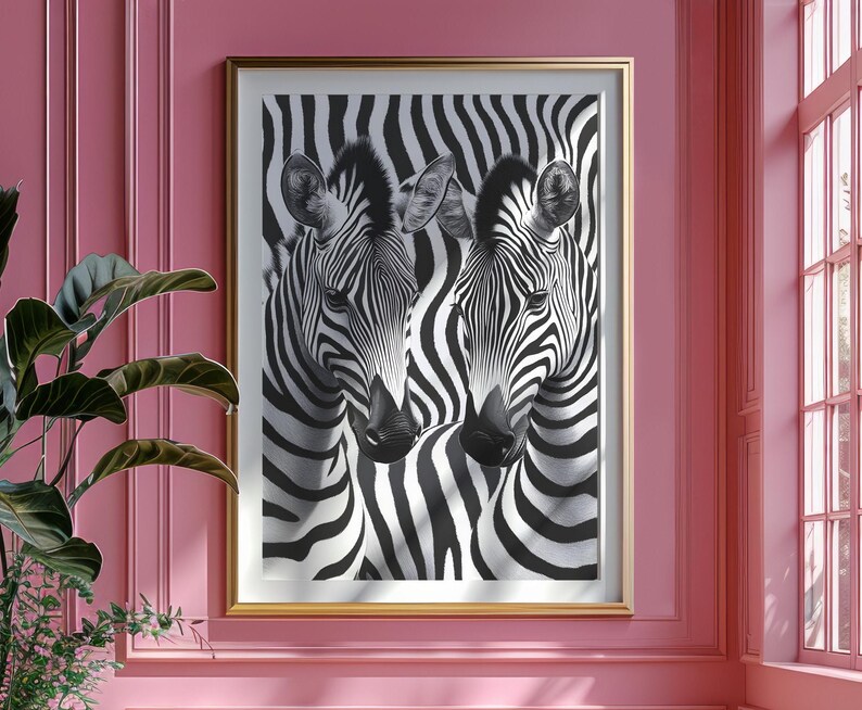 Trendy Zebra Poster, Fashion Stylish Wall Art Print, Black and White ...