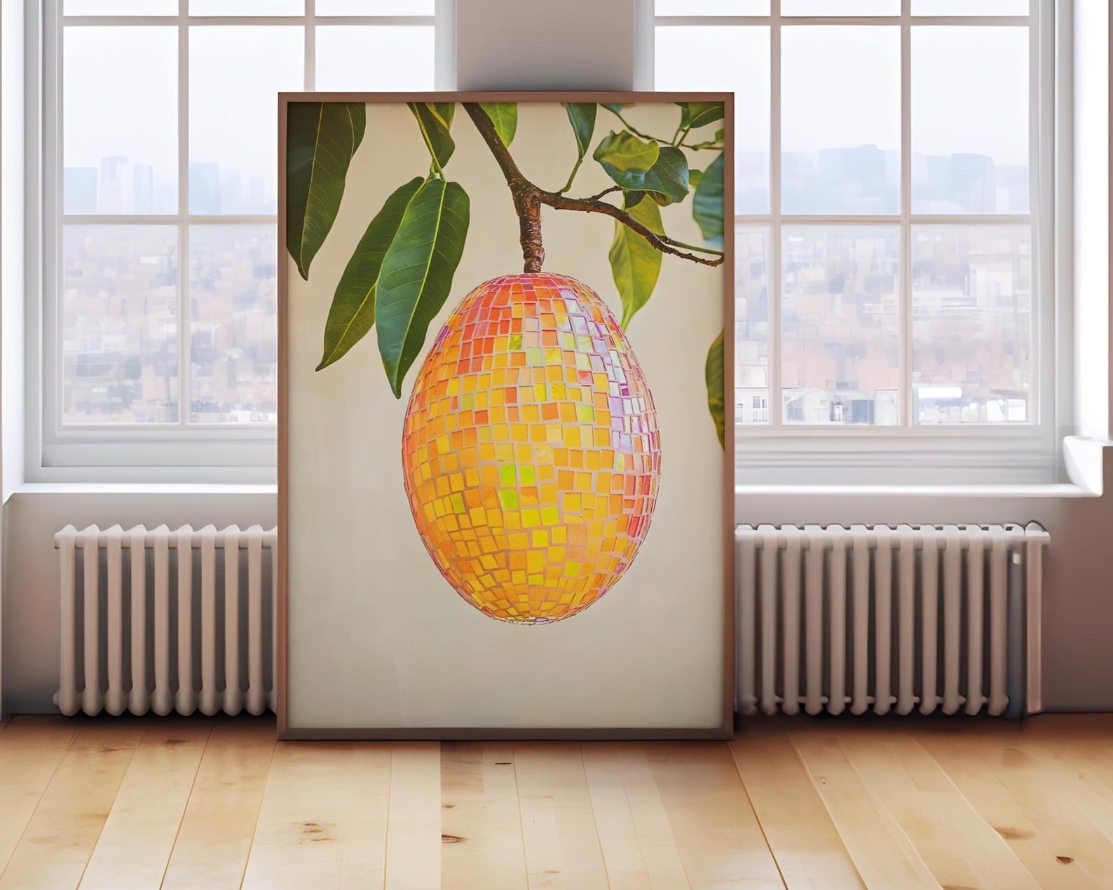 Retro Mango Disco Ball Print, Kitchen Print, Funky Food Home Decor ...