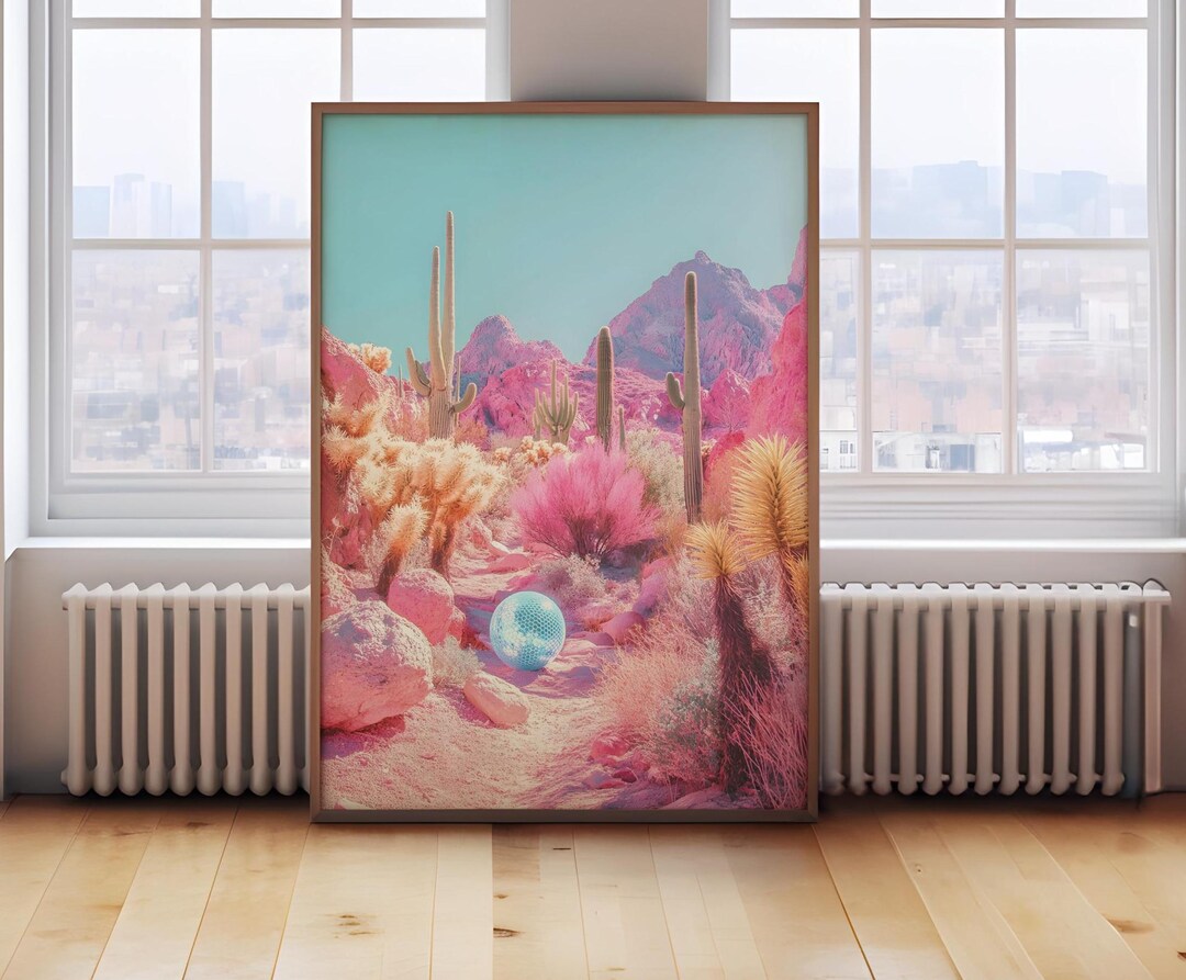 Retro Desert Disco Ball Poster, California Desert-mirror Ball Printable ...