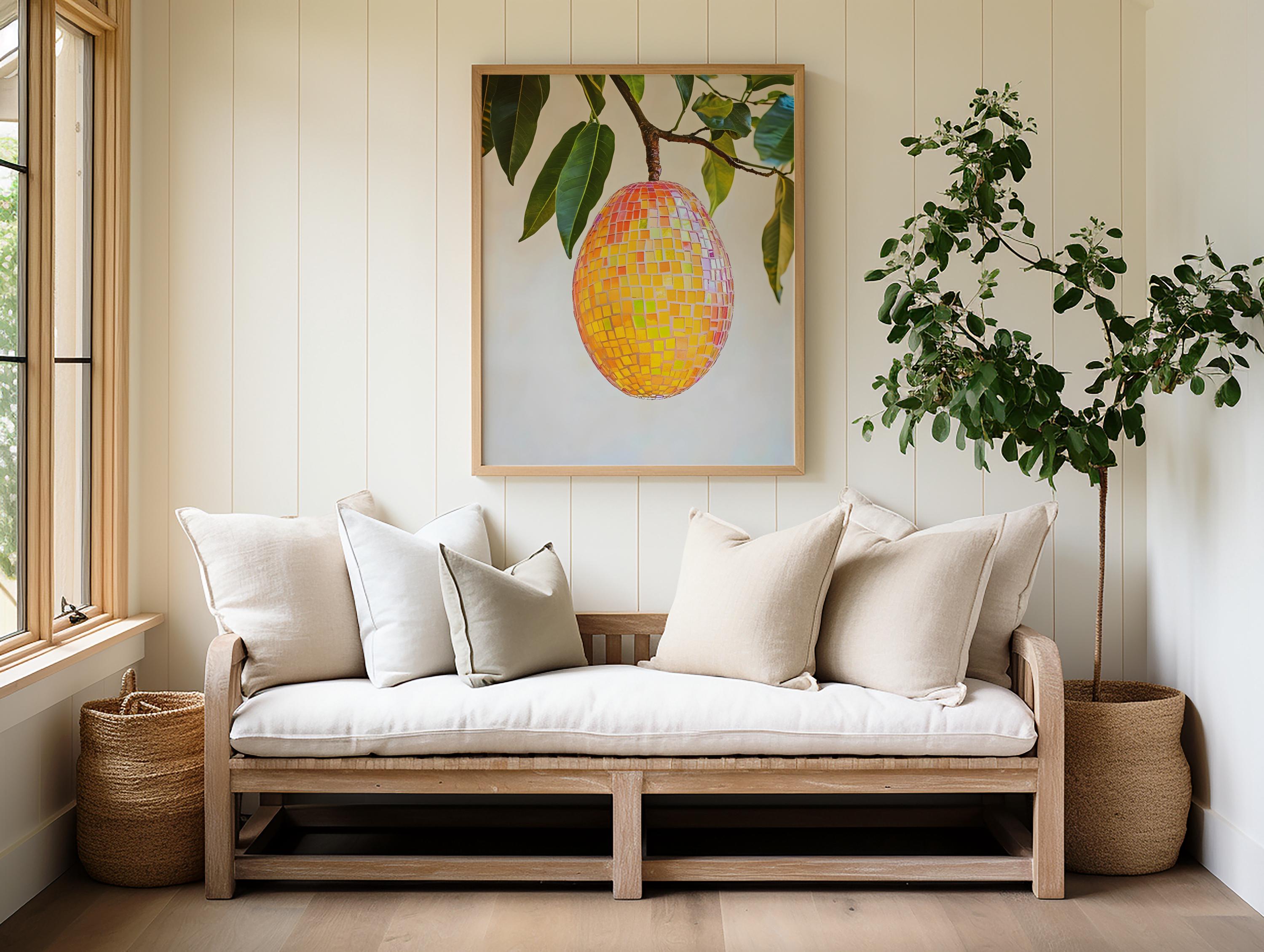 Retro Mango Disco Ball Print, Kitchen Print, Funky Food Home Decor ...