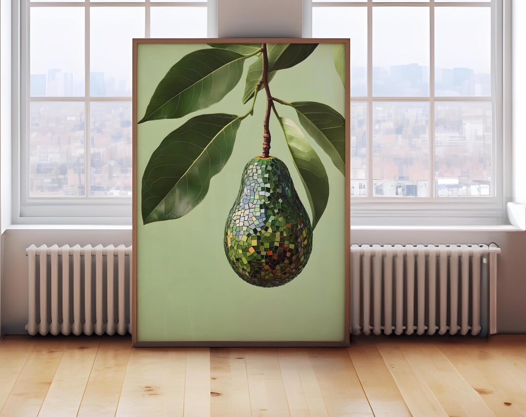 Retro Avocado Disco Ball Print, Kitchen Print, Funky Food Home Decor ...