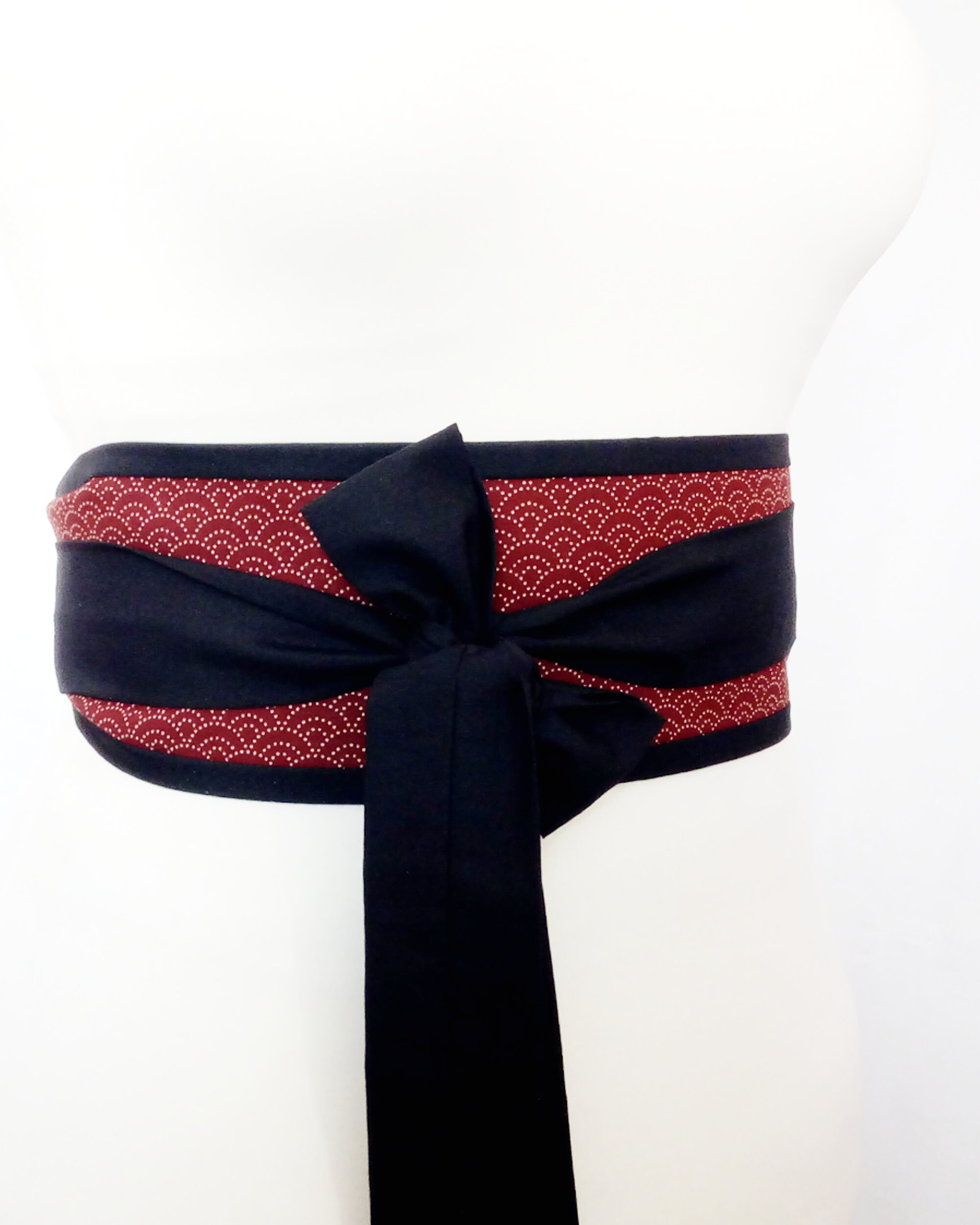 Obi Belt Red Traditional Japanese Seigaiha Dot Waves Sashiko - Etsy