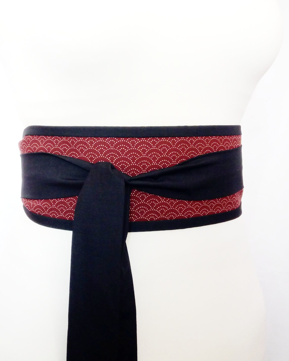 Obi Belt Red Traditional Japanese Seigaiha Dot Waves Sashiko - Etsy