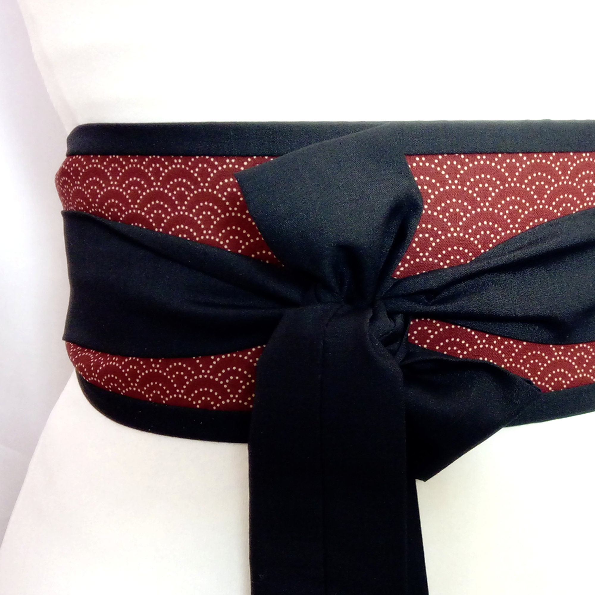 Obi Belt Red Traditional Japanese Seigaiha Dot Waves Sashiko - Etsy