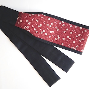Red and Black Obi Sash With Japanese Sakura Cherry Blossom Flowers ...