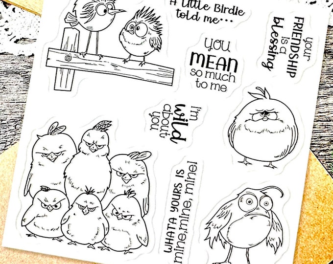 9 Pc Brand New Cling Stamp, Birdies, Sentiments - Etsy