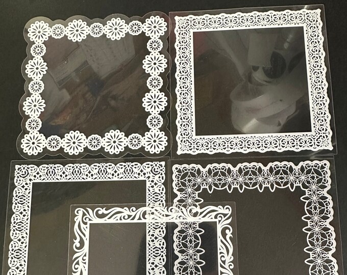 10 Pc White Lace Stickers Frames, Squares - Etsy