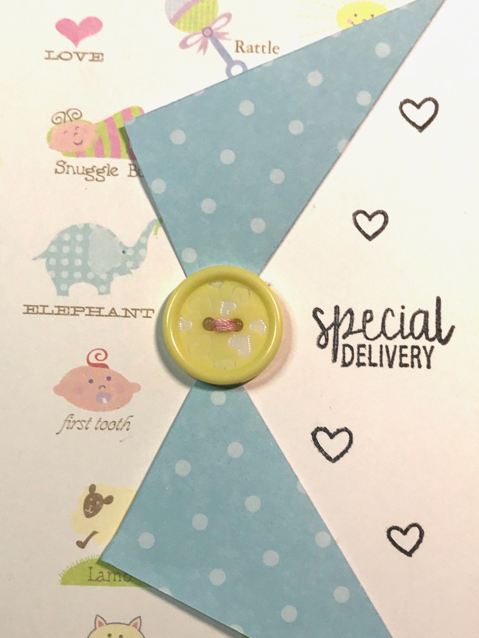 Special Delivery Baby Card Baby Print Polkadots Yellow | Etsy