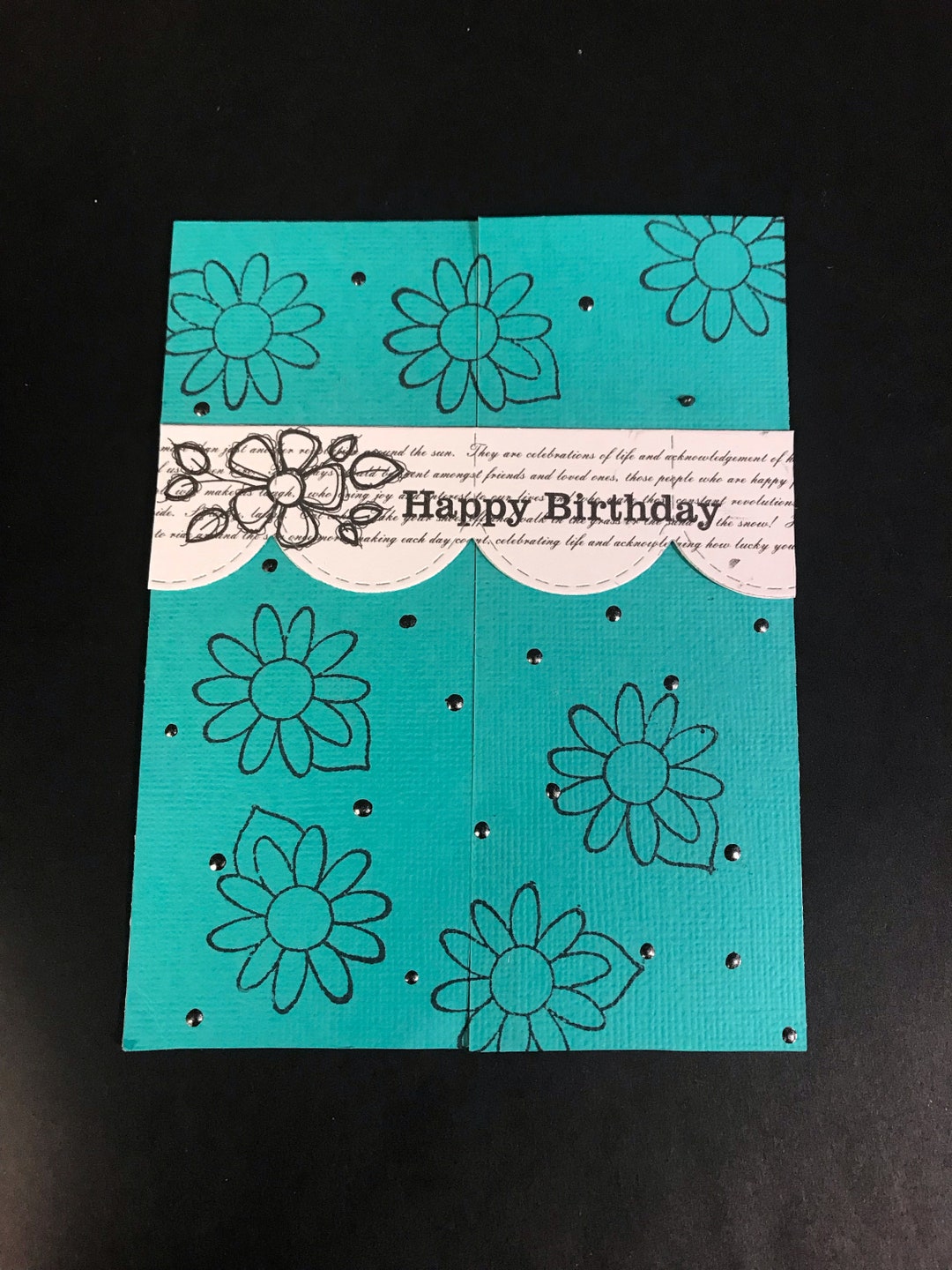 Die Cut and Stamped Card, Happy Birthday. Split Opening in Front, Bi ...