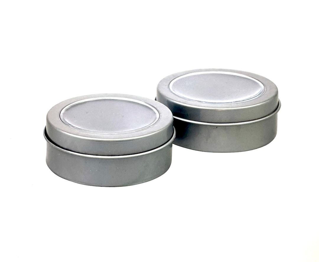 2 Round Metal Containers With Lids, Clear Window, Magnet Bottom - Etsy