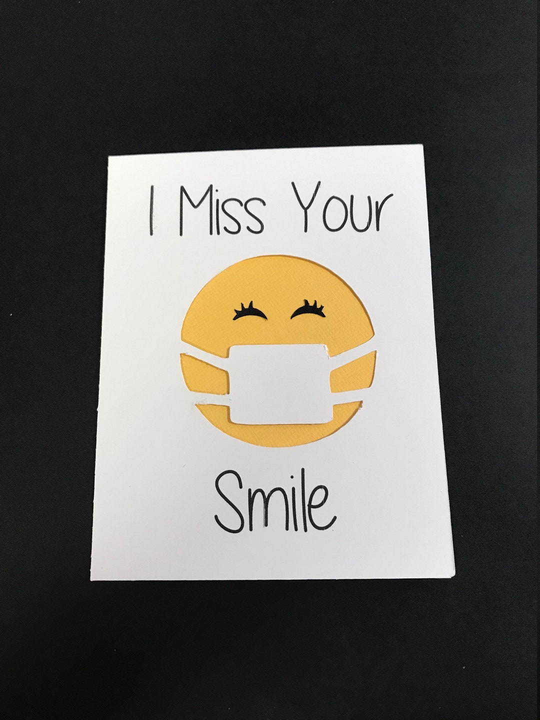 Eyelashes, Die Cut and Printed Greeting Card, i Miss Your Smile, Smiley ...