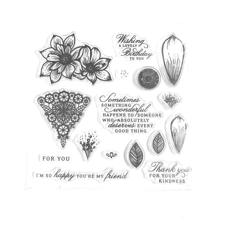 16 Pc Brand New, Never Used Cling Stamps, Flowers, Leaves, Sentiments ...
