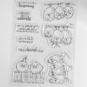 9 Pc Brand New, Never Used Cling Stamps, Owls, Sentiments - Etsy