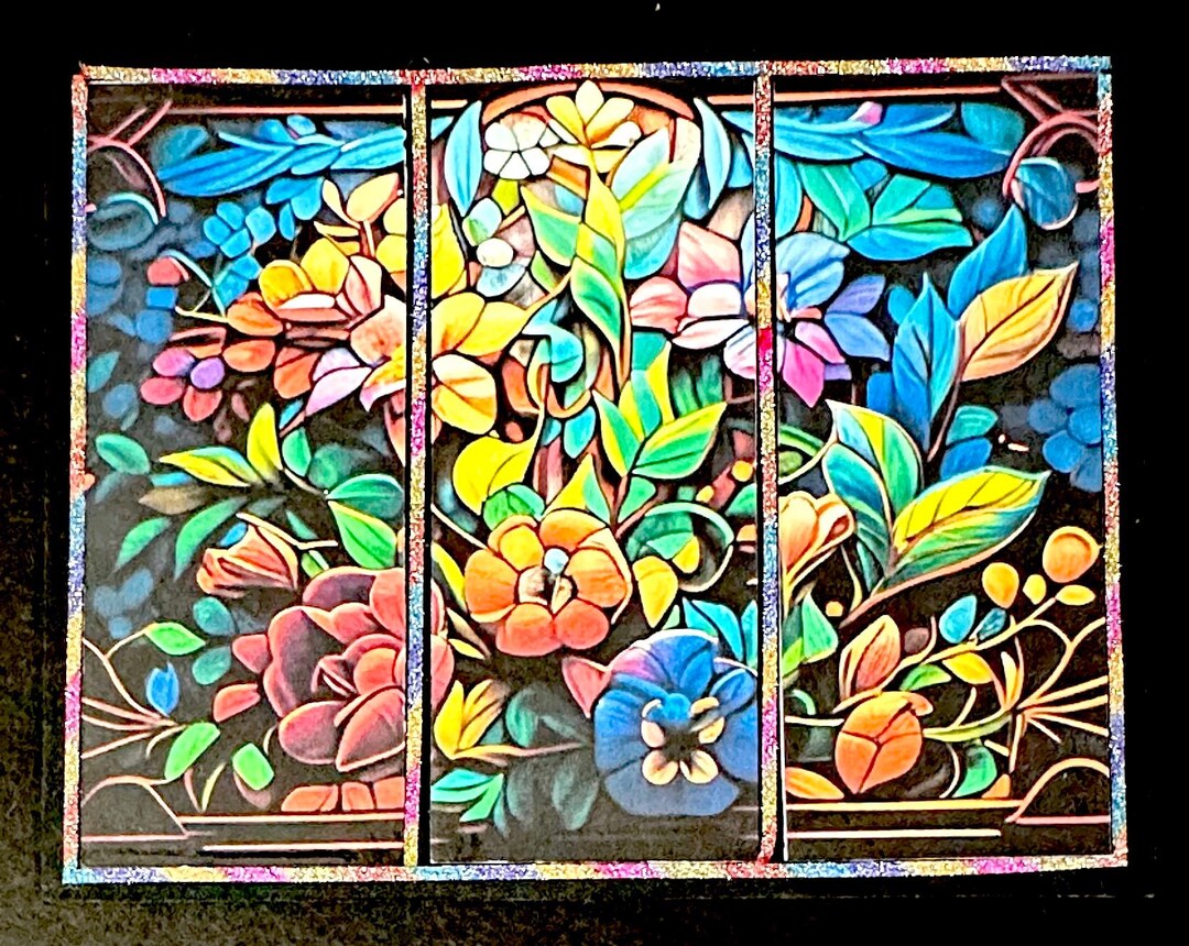 Layered Greeting Card, Split Panels, Flowers - Etsy