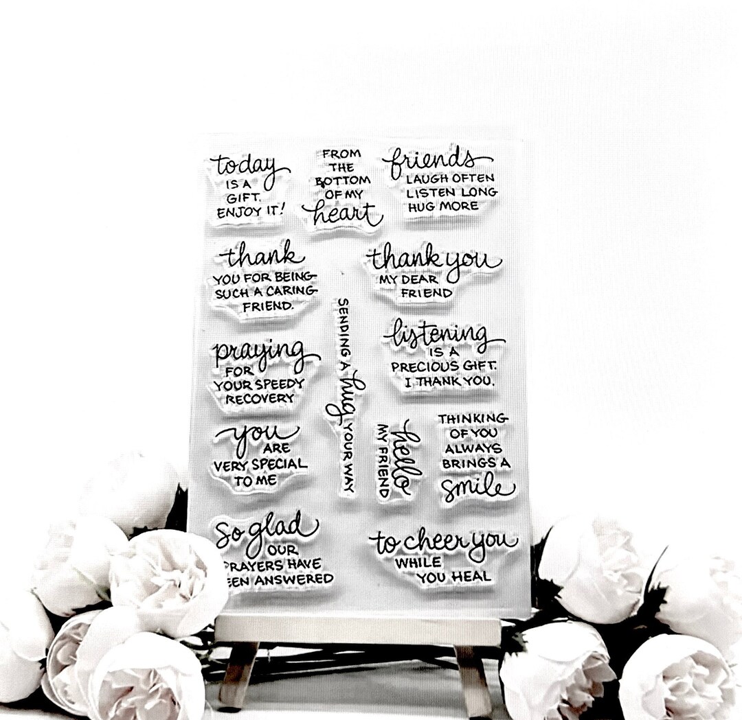 13 Pc Brand New, Never Used Cling Stamps, Sentiments - Etsy