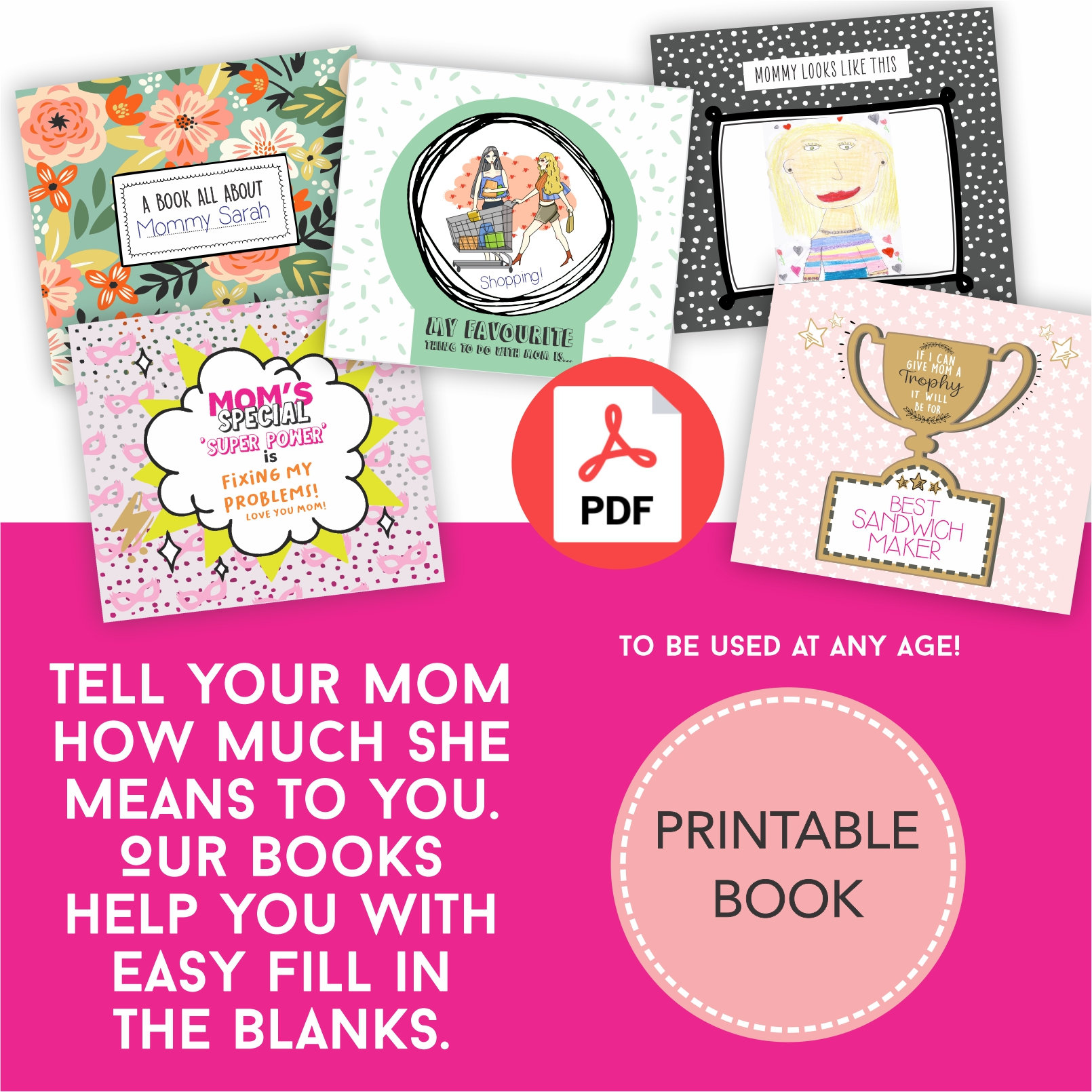 BOOK About MOM All About Mom Printable Book, Perfect Mother's Day ...