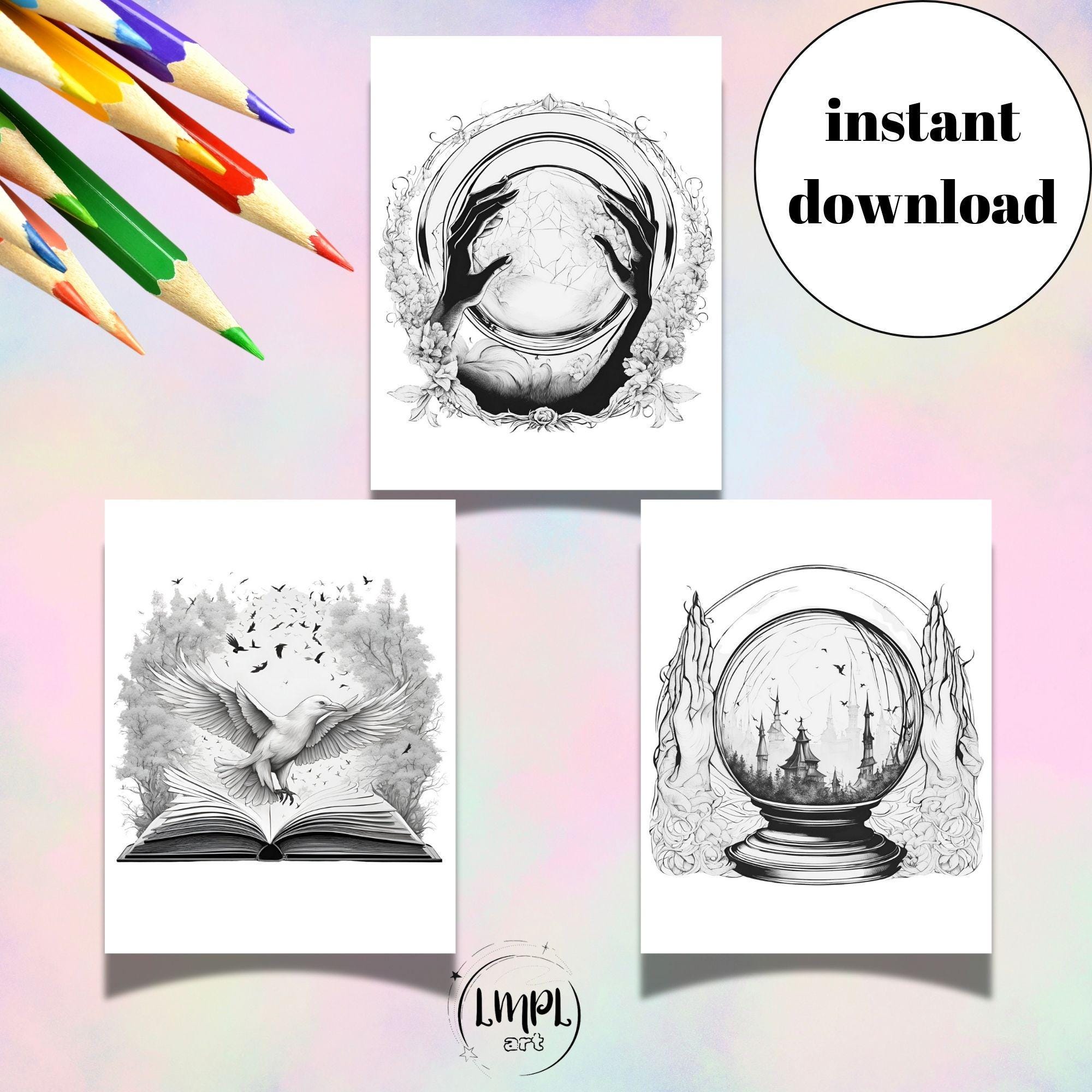 25 Page Witch Coloring Book Bundle,printable PDF, Magical Witches ...