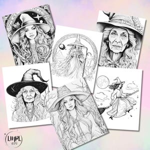 25 Page Witch Coloring Book Bundle,printable PDF, Magical Witches ...