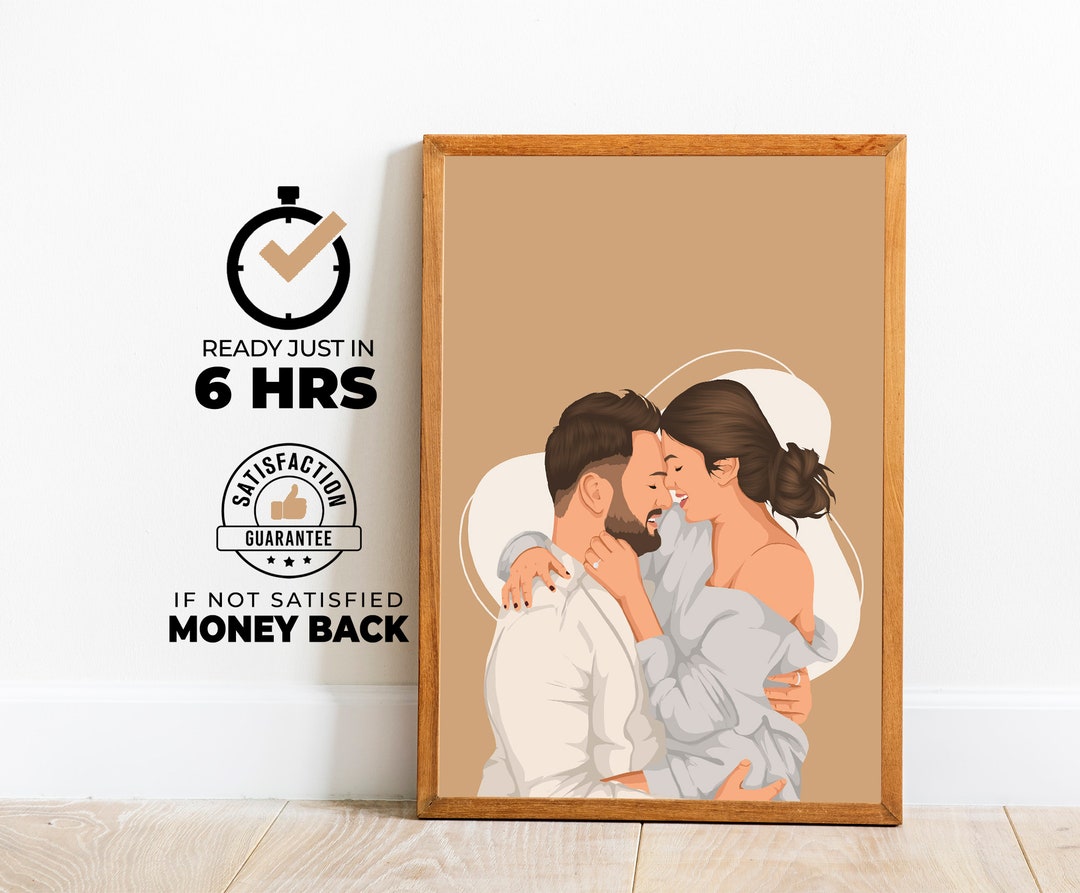 Custom Couples Portrait, Gift for Couple, Faceless Portrait, Engagement ...