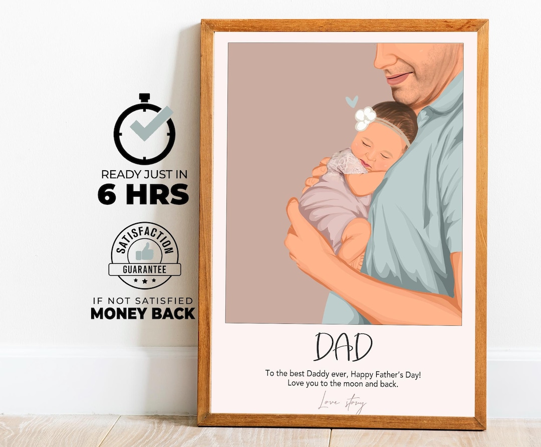 Personalized Father's Day Gift, Dad Portrait Custom, Unique Artwork ...