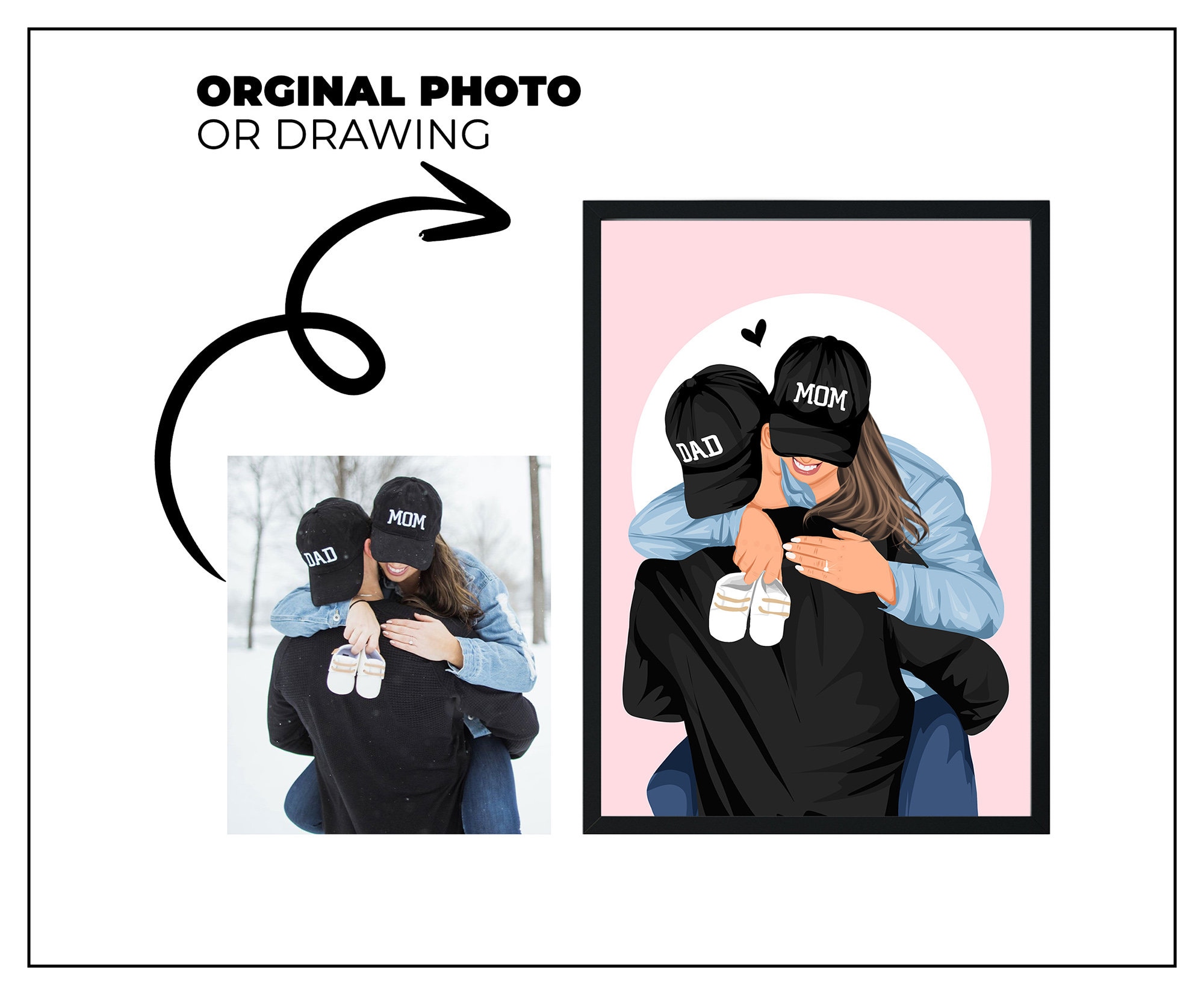 Personalized Faceless Photo, Drawing From Photo, Faceless Portraits for ...